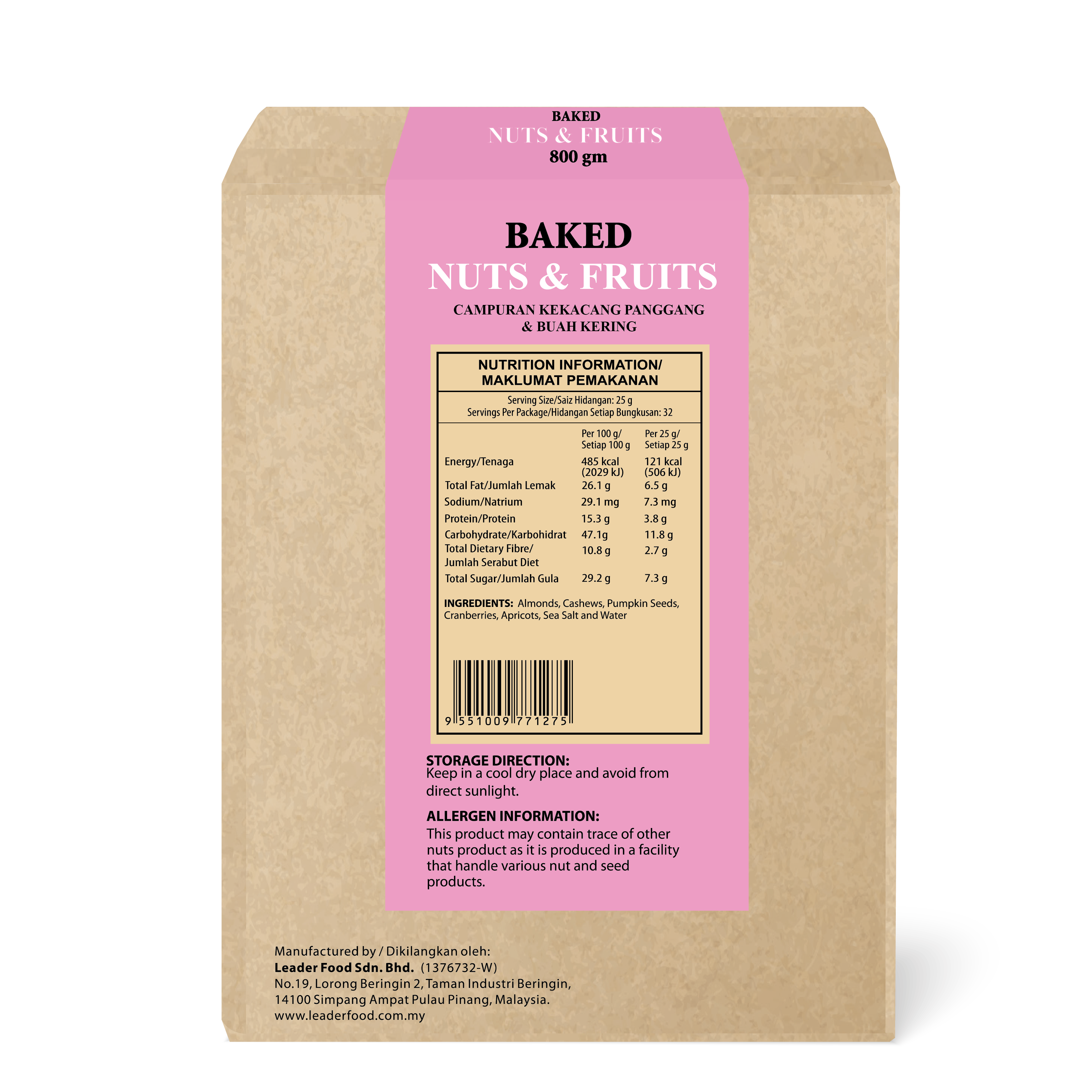 Leader Food. Baked Mix Nuts & Fruits (Almond, Cashew, Pumpkin, Raisin ...