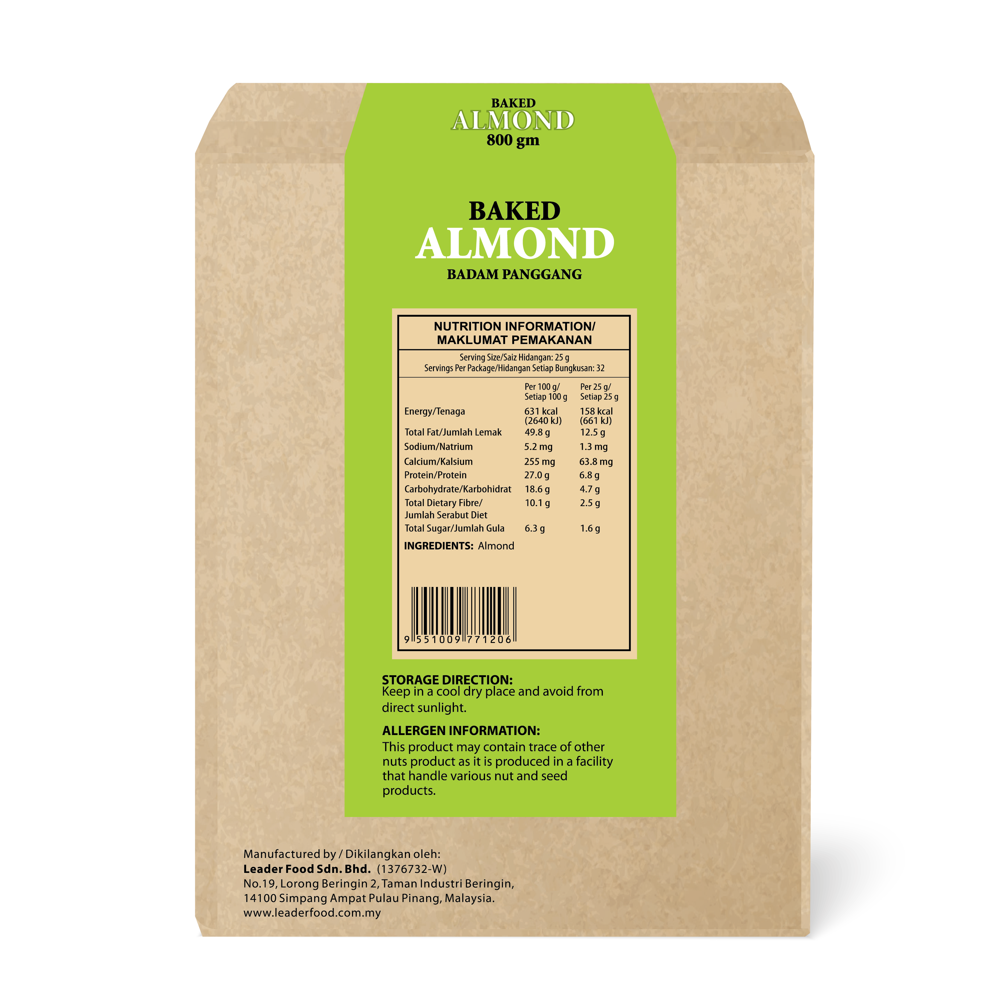 Leader Food. Roasted Almond Nut / Halal Kacang Badam Panggang